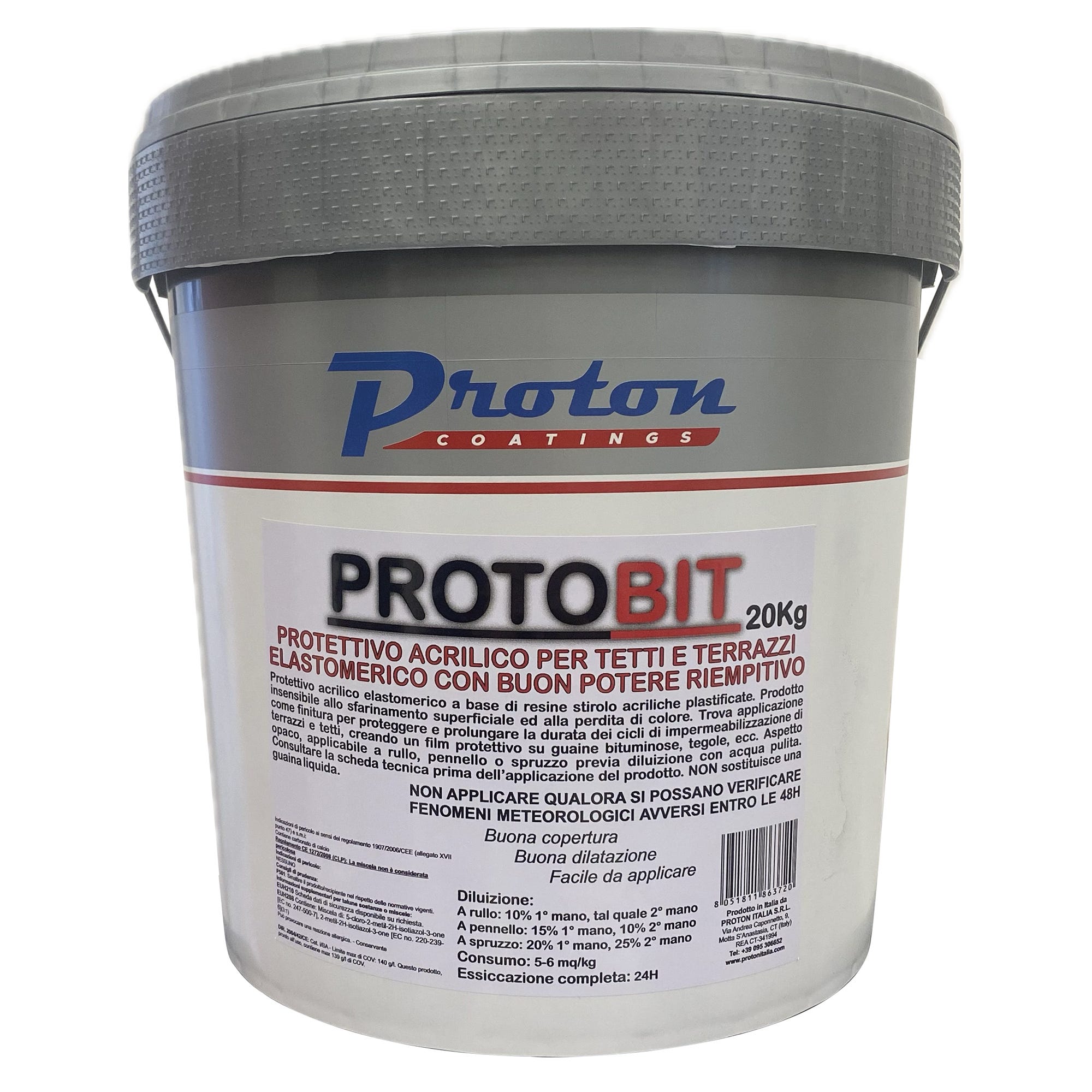 PROTETTIVO ACRILICO PROTOBIT 20 kg VERDE PER GUAINE BITUMINOSE ...