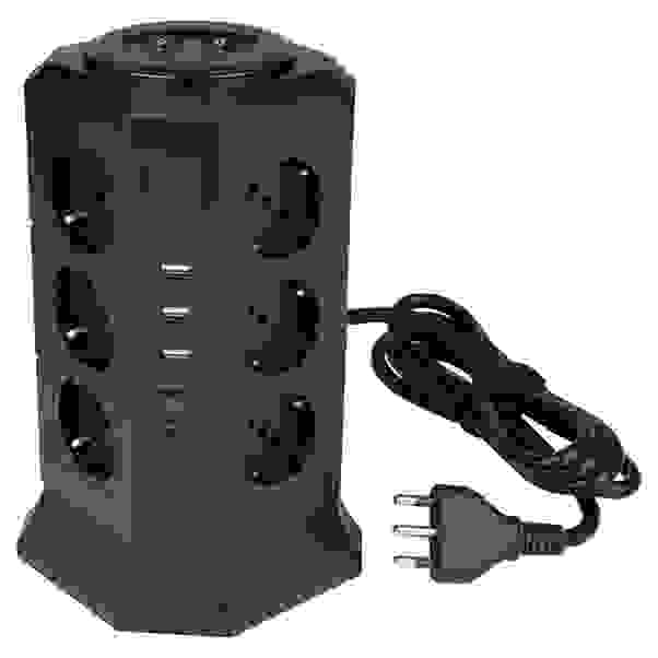 MULTIPRESA A TORRETTA CON 12 PRESE UNIVERSALI 3 USB-A 2 USB-C SPINA 16A ...