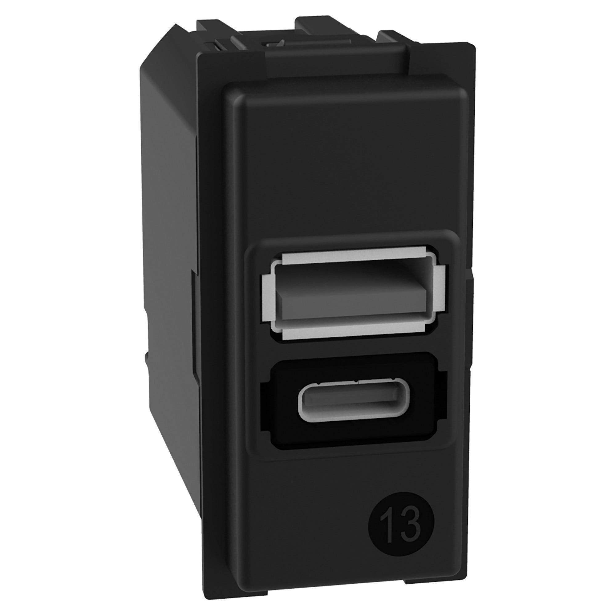 CARICATORE USB LIVING NOW TIPO A+C 1m NERO