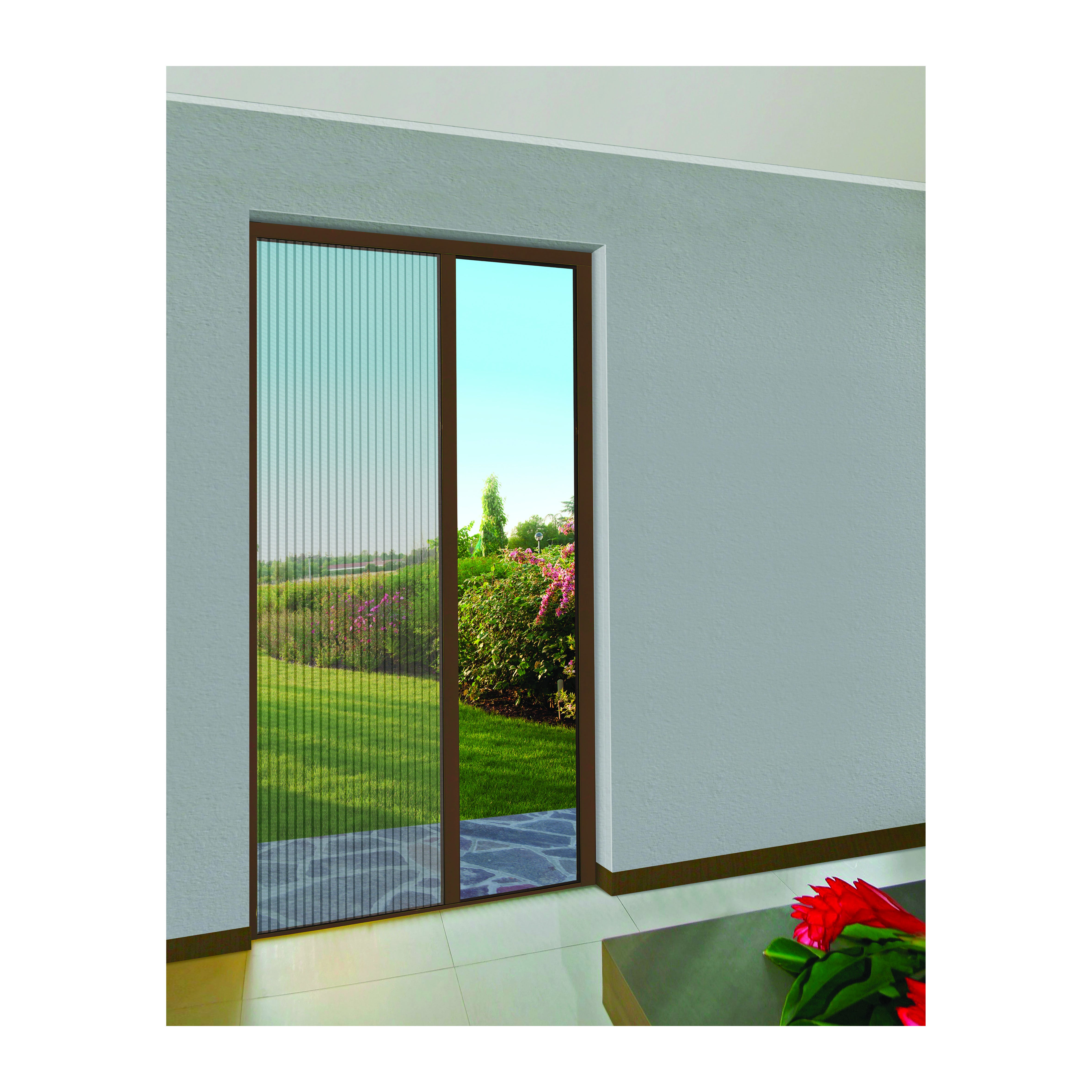 KIT ZANZARIERA PLISSE' MARRONE RAL 8017 PER PORTA FINESTRA 105x240 cm (LxH)