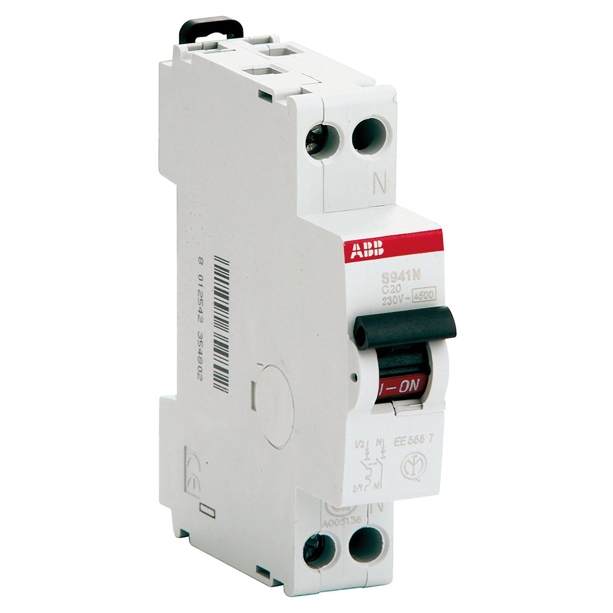 INTERRUTTORE MAGNETOTERMICO ABB 1P+N 25A 4,5KA CURVA C 1MOD