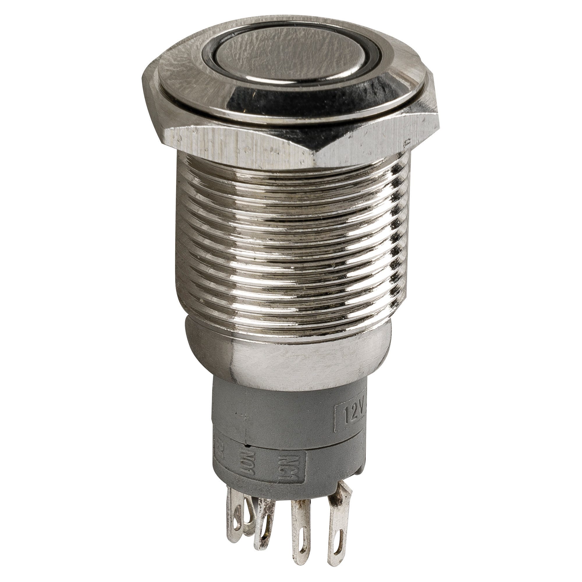 PULSANTE STAGNO 250V 3A IN ALLUMINIO Ø 16 mm FISSAGGIO A VITE E ...