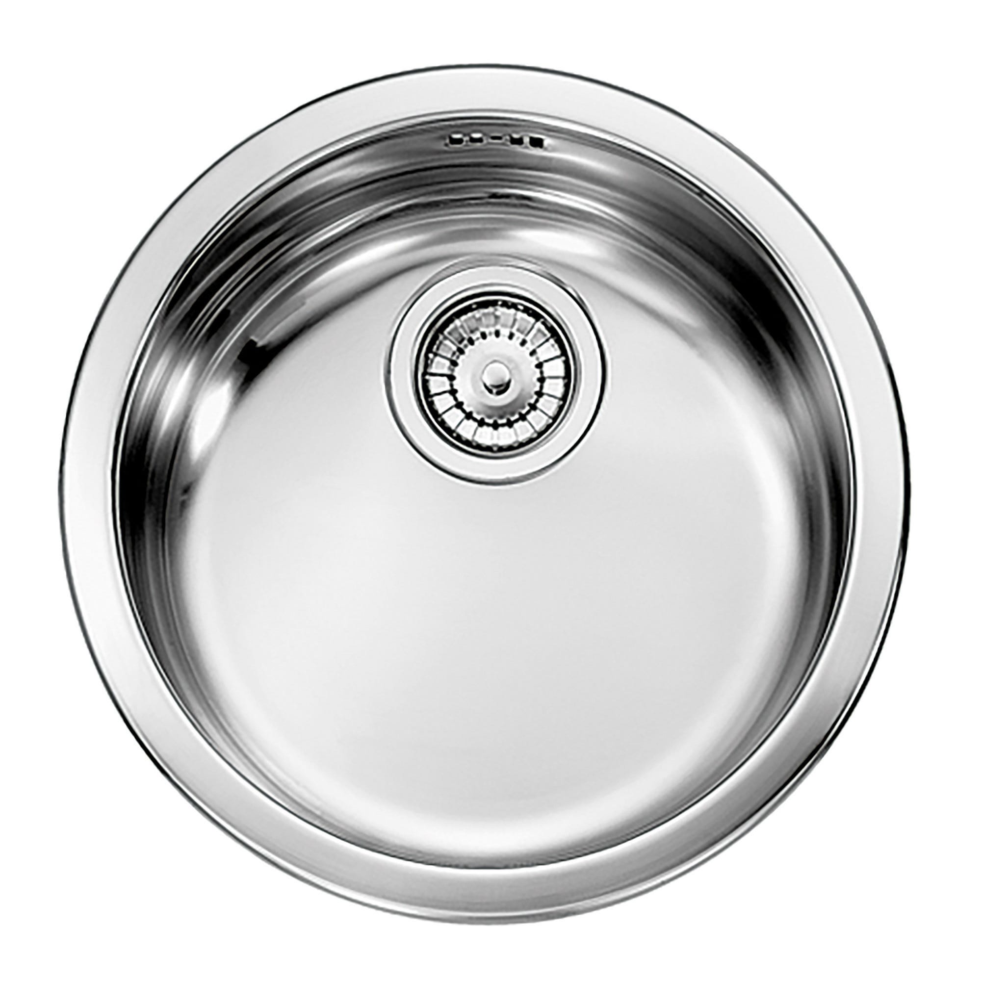 LAVELLO CINZIA TONDO Ø 43,5 cm ACCIAIO INOX DA INCASSO 1 VASCA PILETTA 3''