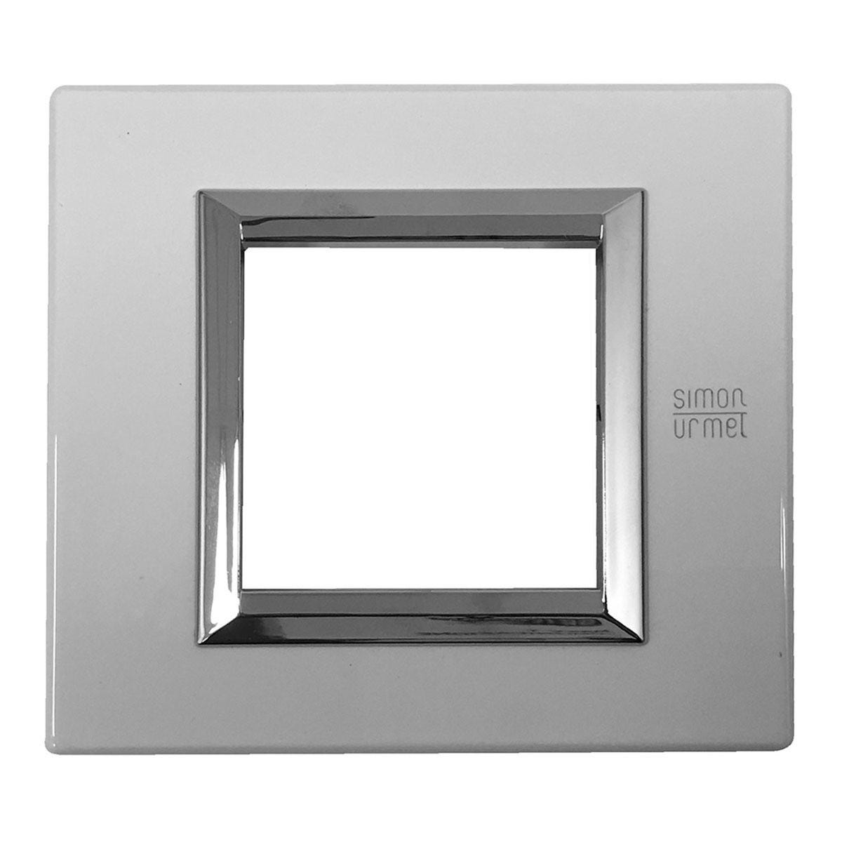 PLACCA 2 MODULI METALLO BIANCO PERLA NEA EXPI'