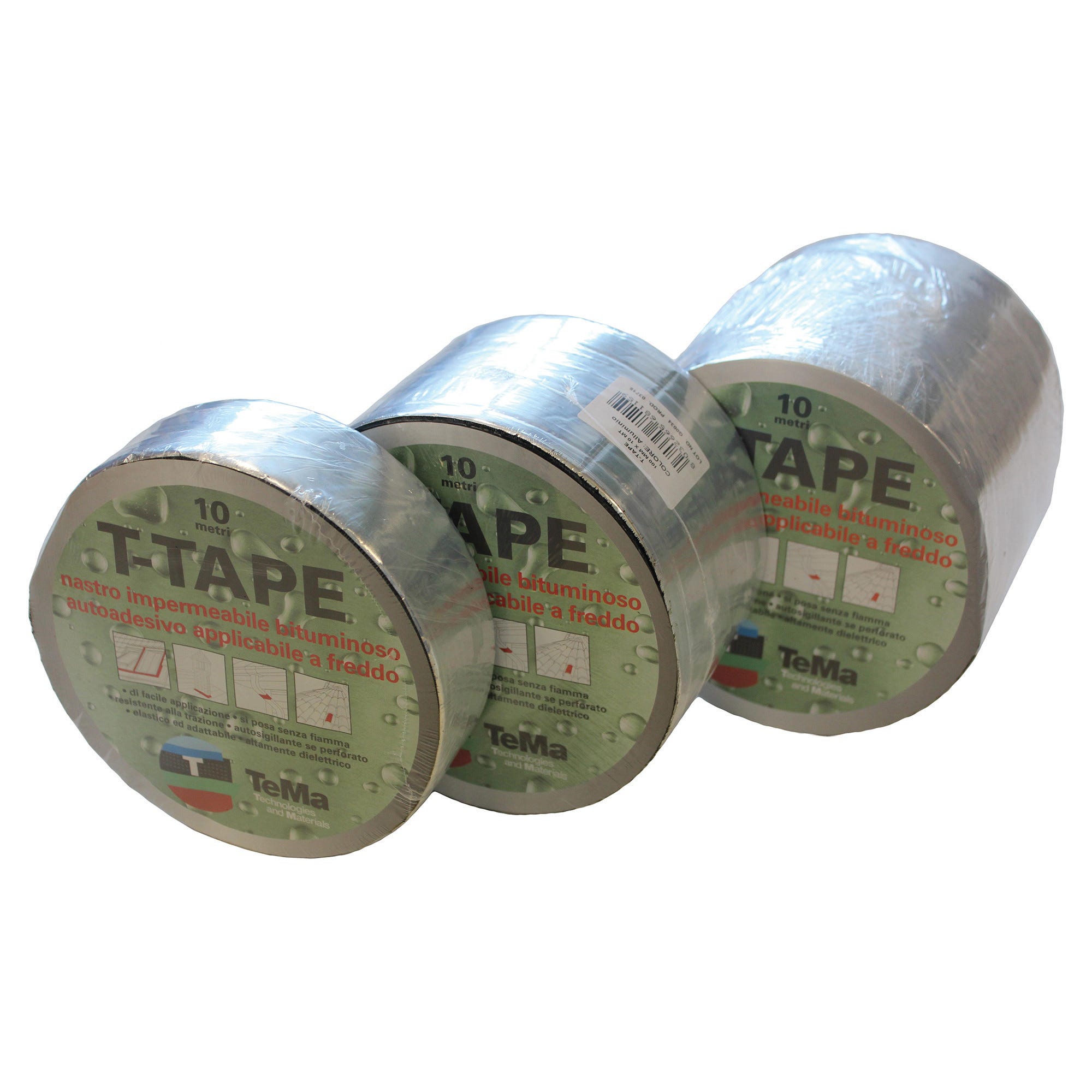 BANDA BITUMINOSA T-TAPE ALLUMINIO 10 cm LUNGHEZZA 10 m