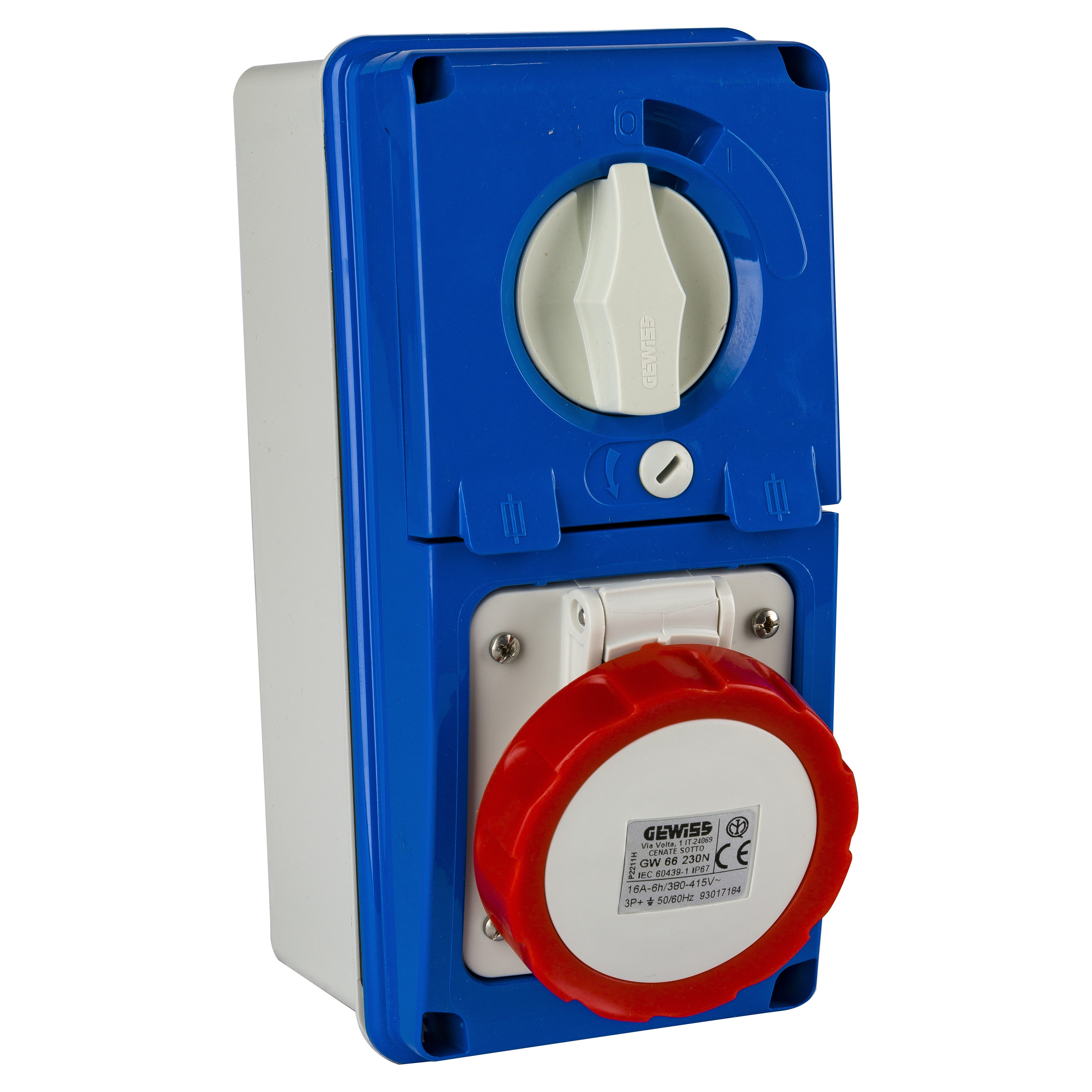 PRESA DA PARETE INTERBLOCCATA GEWISS 66230N 3P+T 16A 380/415V 6H IP67 ...