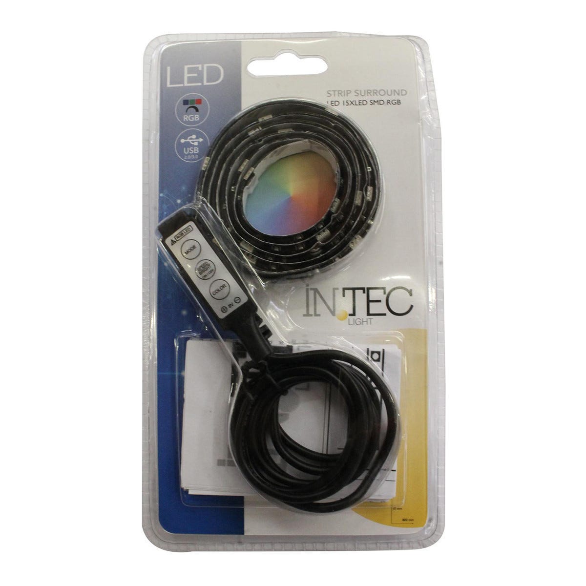 STRISCIA SURROUND LED RIGIDA NERA RGB COMANDO DIGITALE IP44 3,5W 5V ...