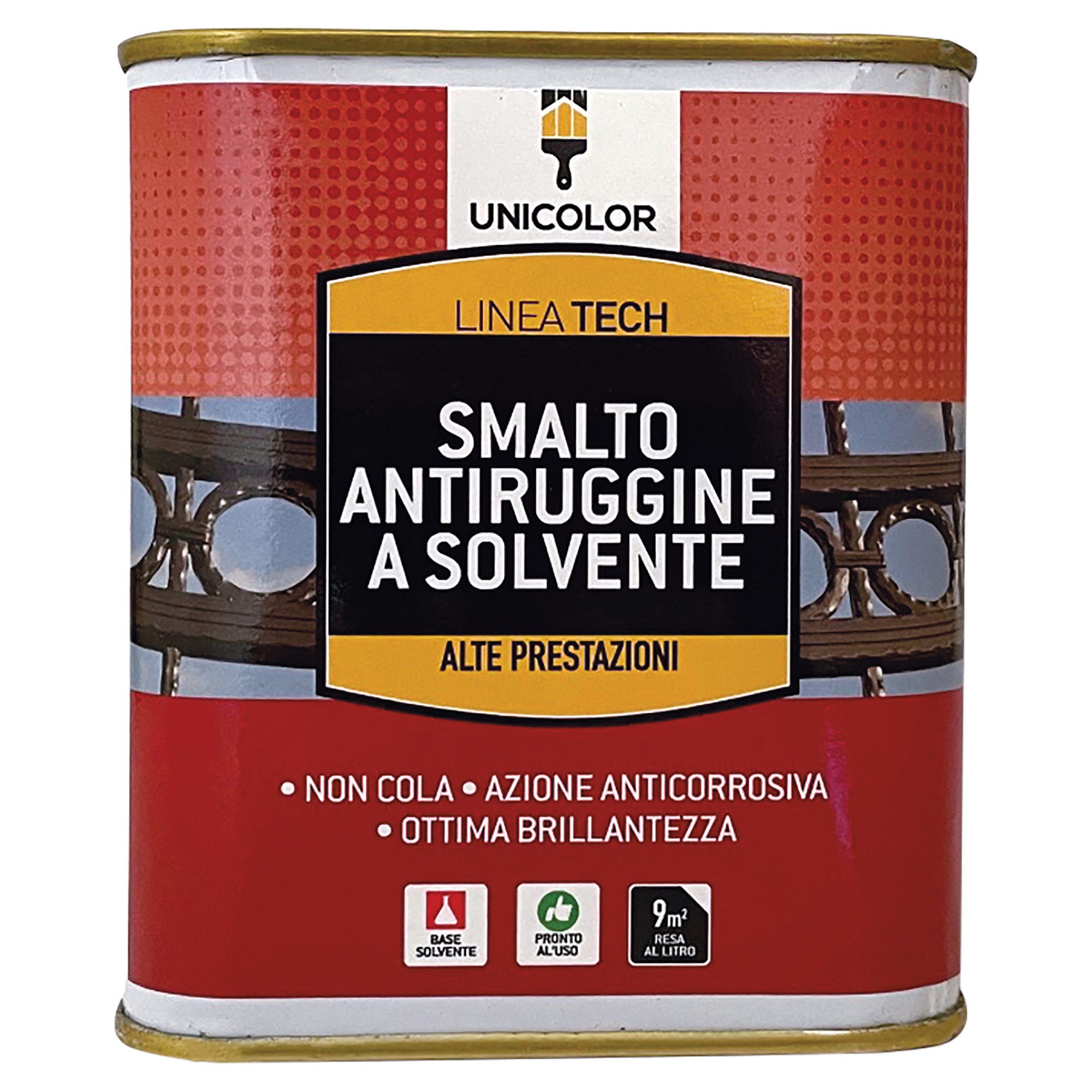 SMALTO ANTIRUGGINE GEL UNICOLOR ROSSO 0,75 l FERRO METALLO PRONTO USO ...