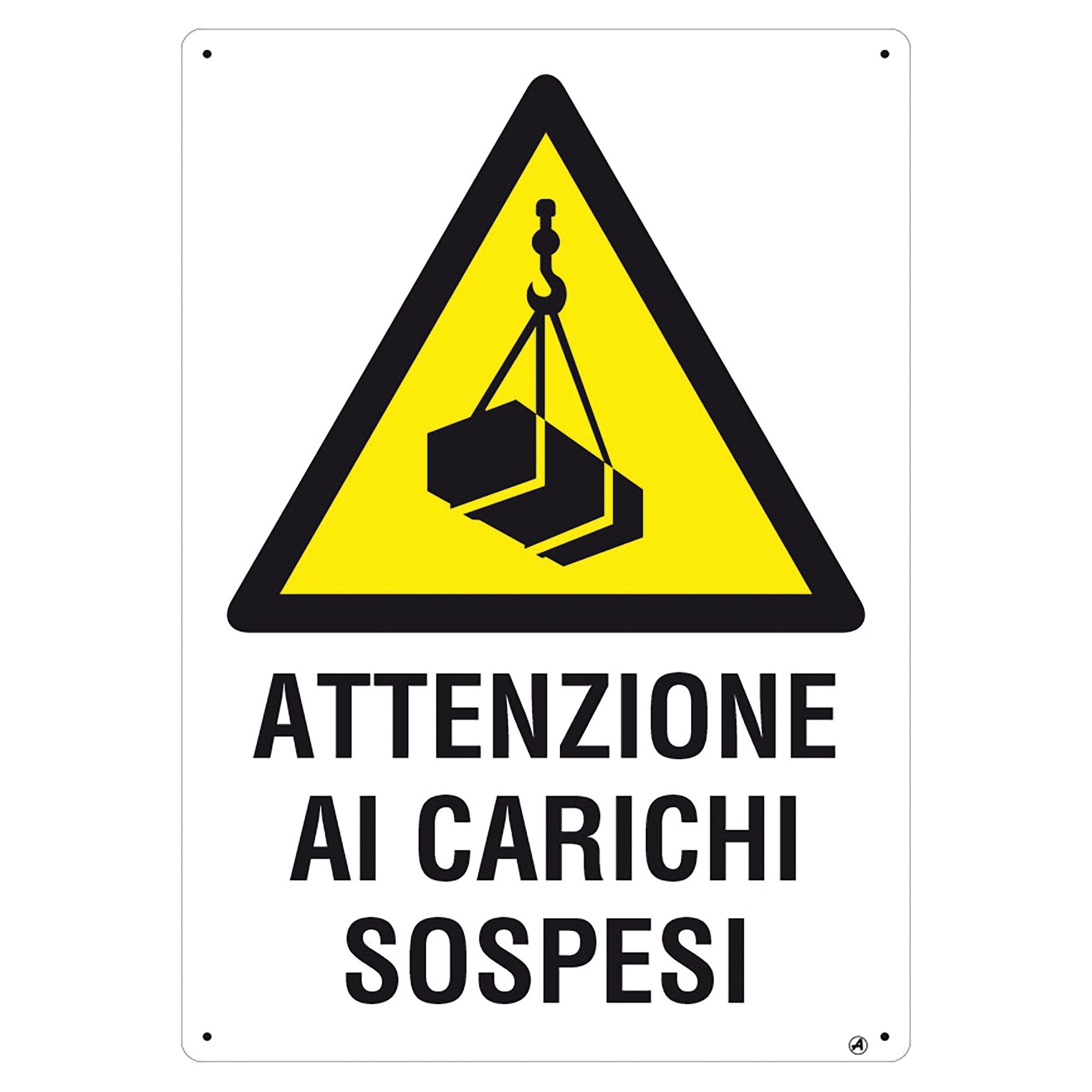 CARTELLO ATTENZIONE CARICHI SOSPESI IN POLIONDA 48x68 cm
