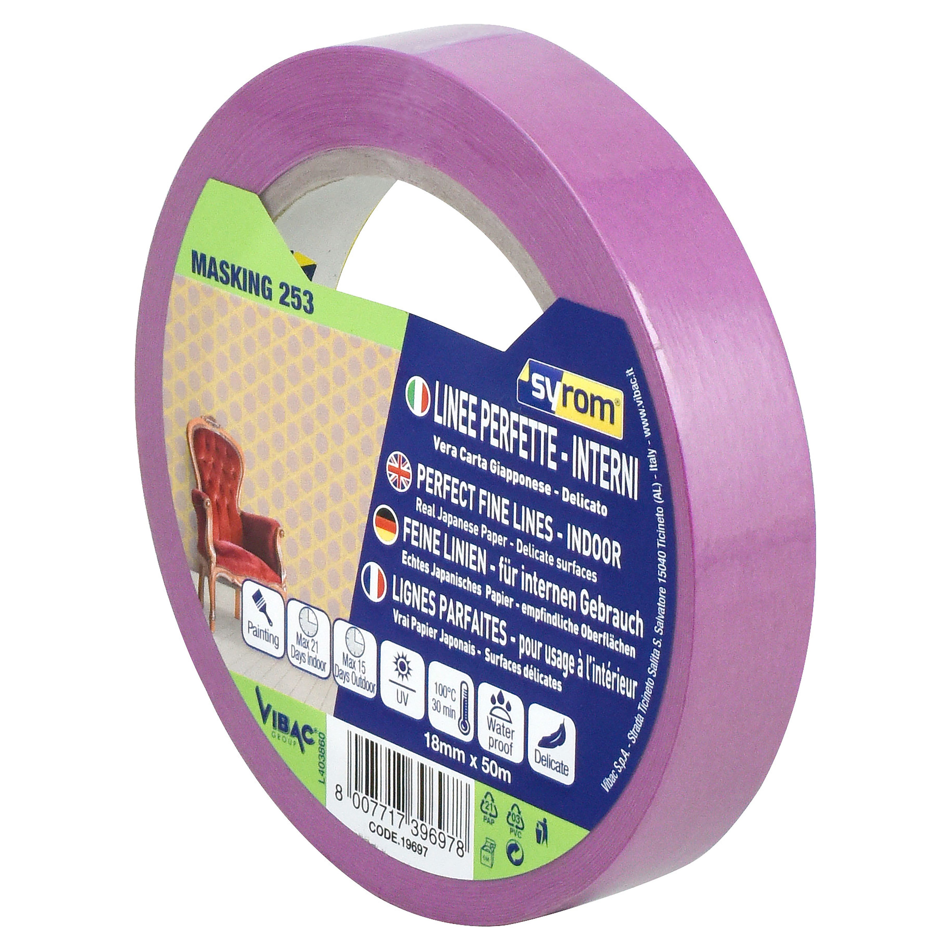NASTRO CARTA WASHI VIOLA SYROM18mmx50m DELICATO BORDI PERFETTI USO ...