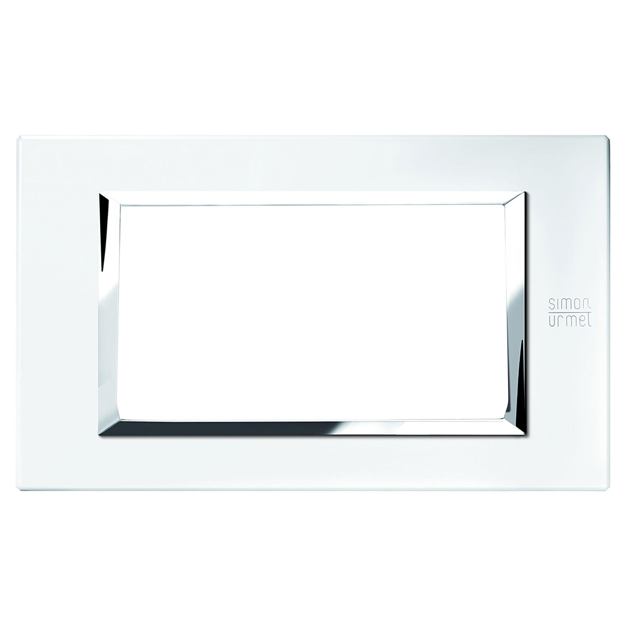 PLACCA 4 MODULI METALLO BIANCO PERLA NEA EXPI'