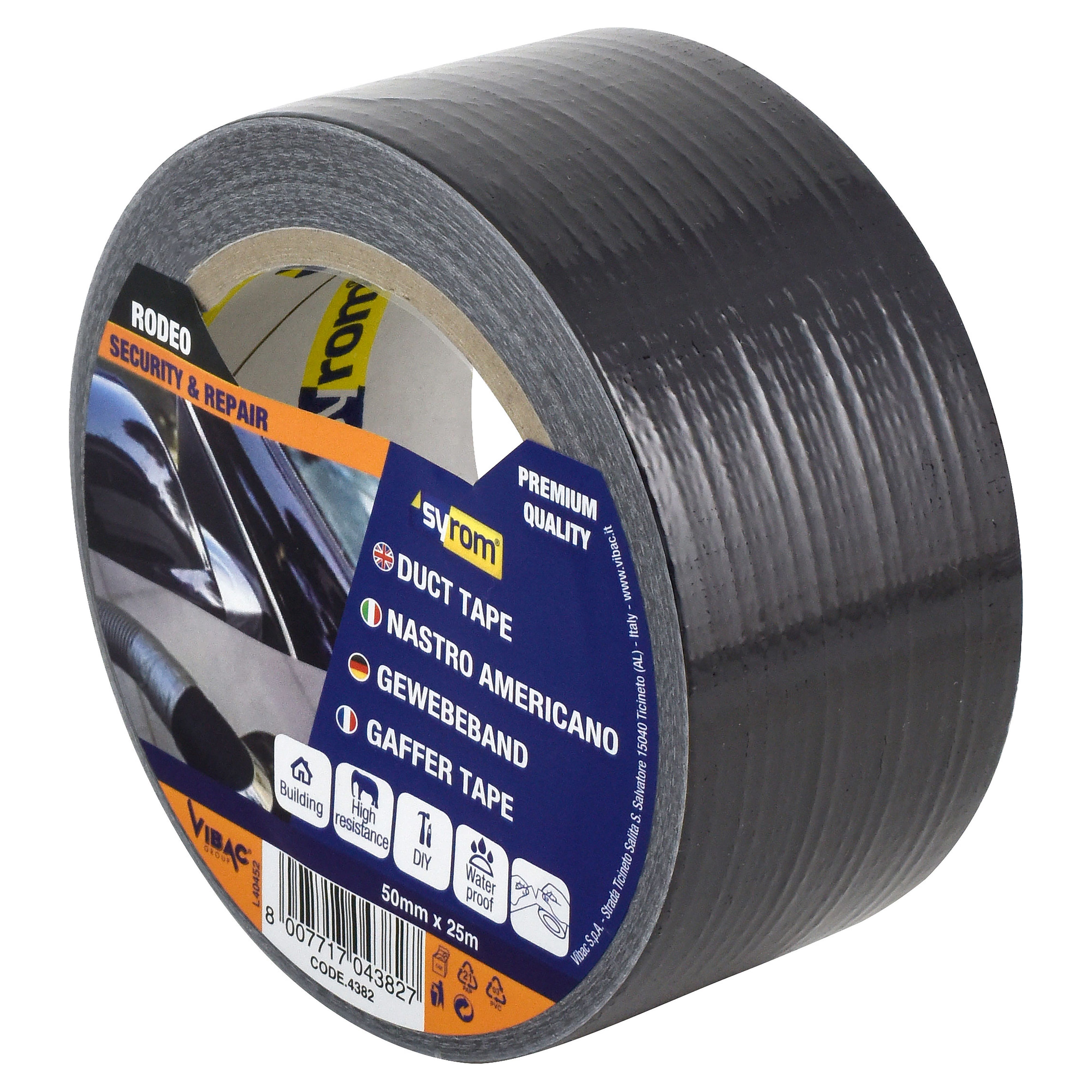 NASTRO TELATO NERO SYROM 50 mm x 25 m UNIVERSALE MULTIUSO PROTEGGE ...