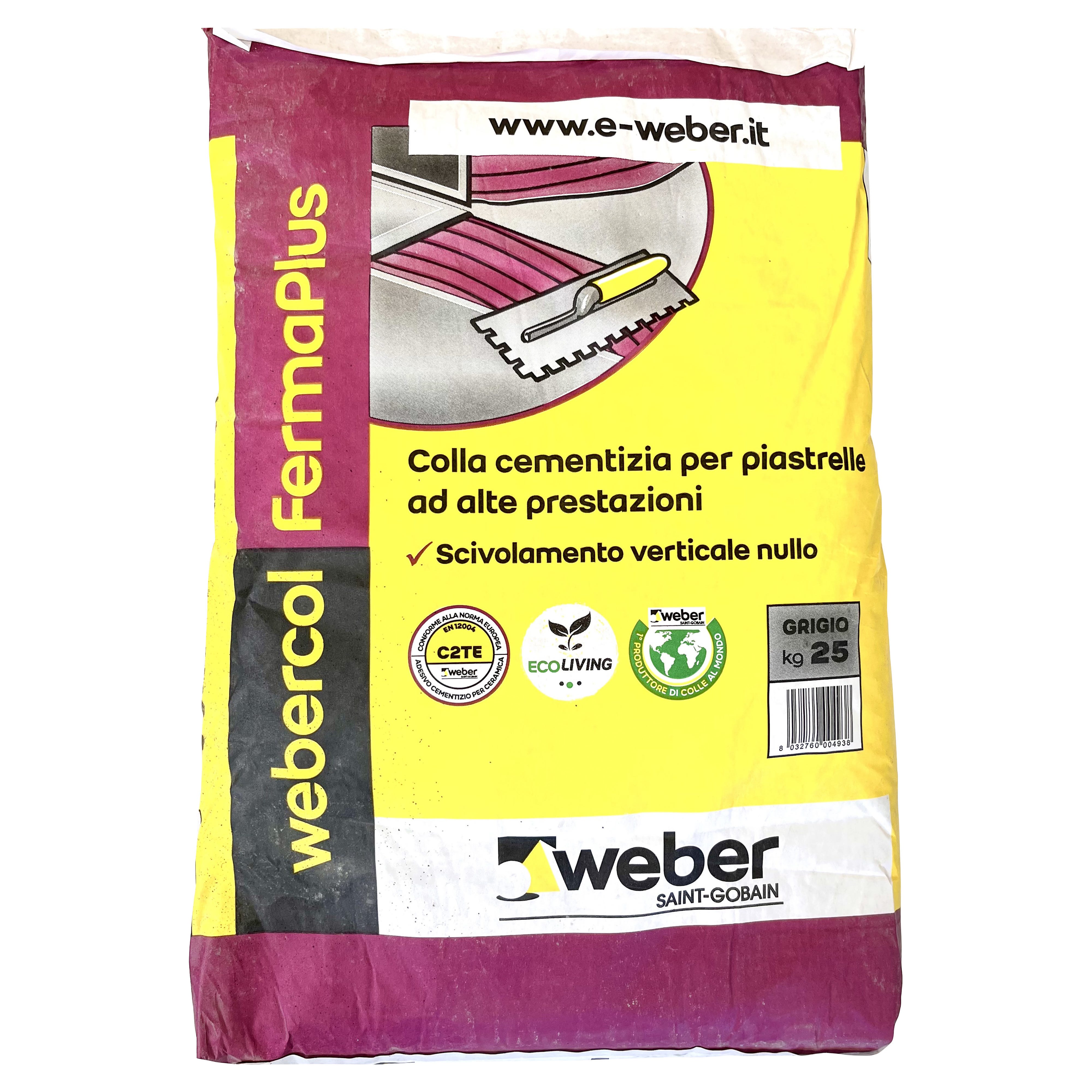 COLLA FERMAPLUS WEBER GRIGIO 25 kg C2TE | Tecnomat