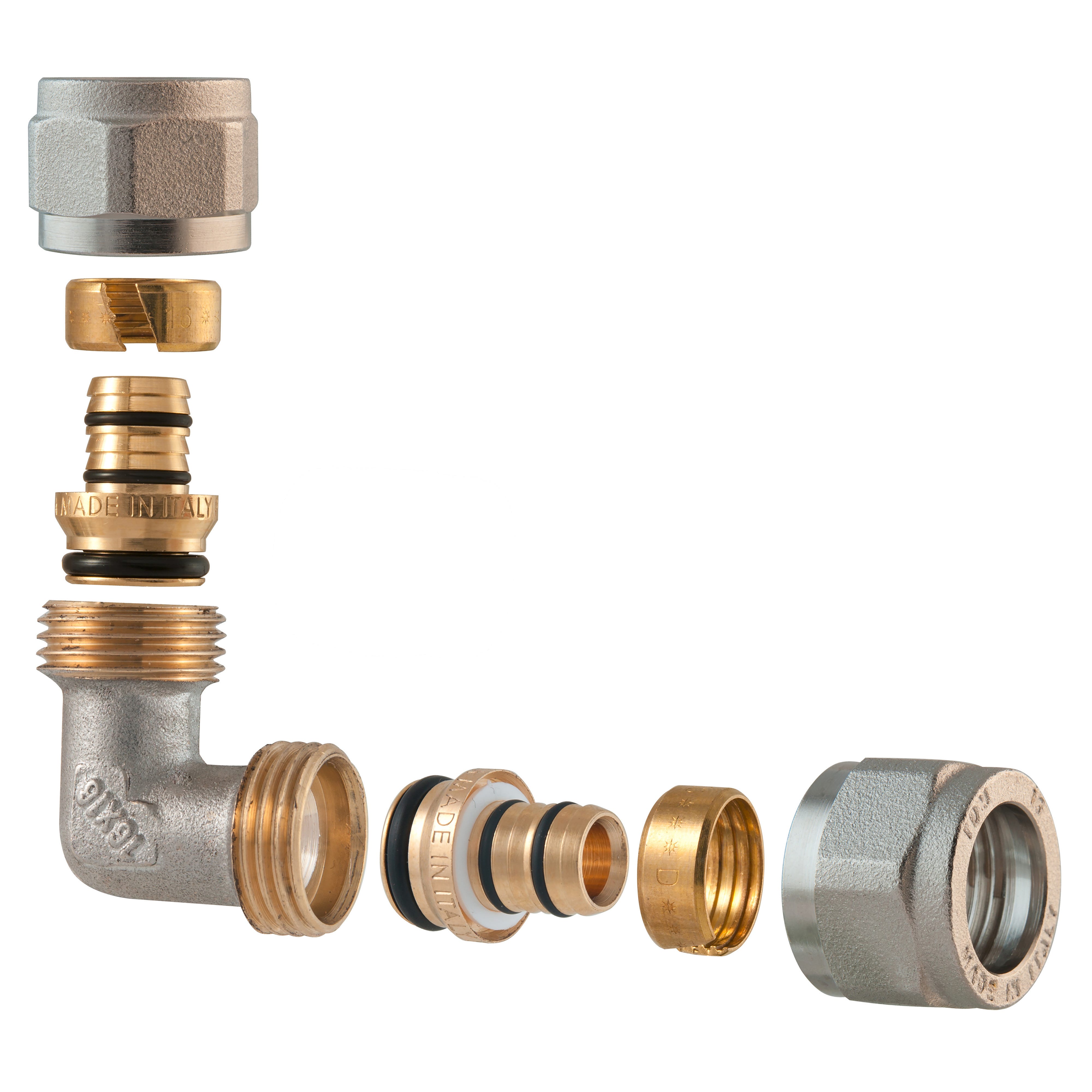 RACCORDO A STRINGERE TDM GOMITO Ø 26 x 26 mm PER TUBO MULTISTRATO