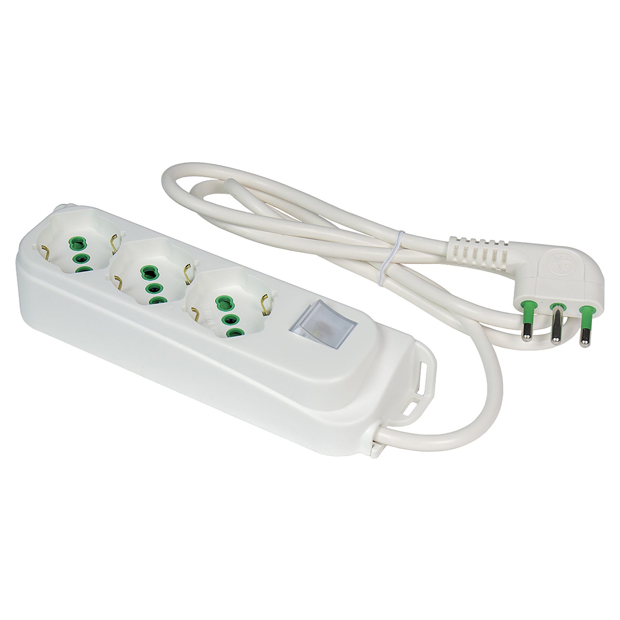 MULTIPRESA FANTON 3 PRESE 2P+T 10/16A SCHUKO CAVO 1,5 m SPINA 16A ...