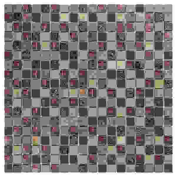 MOSAICO INTERNO VALENCIA BROWN 30x30x0,8 cm MIX VETRO MARMO