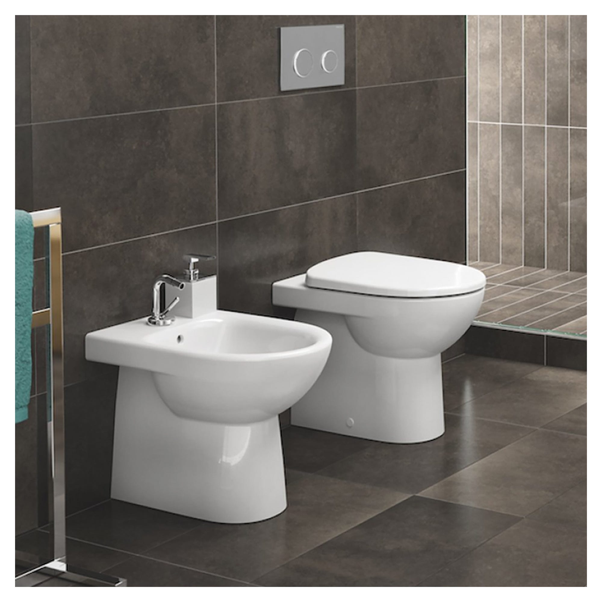 BIDET GEBERIT SERIE SELNOVA PRO FILO MURO IN CERAMICA BIANCA
