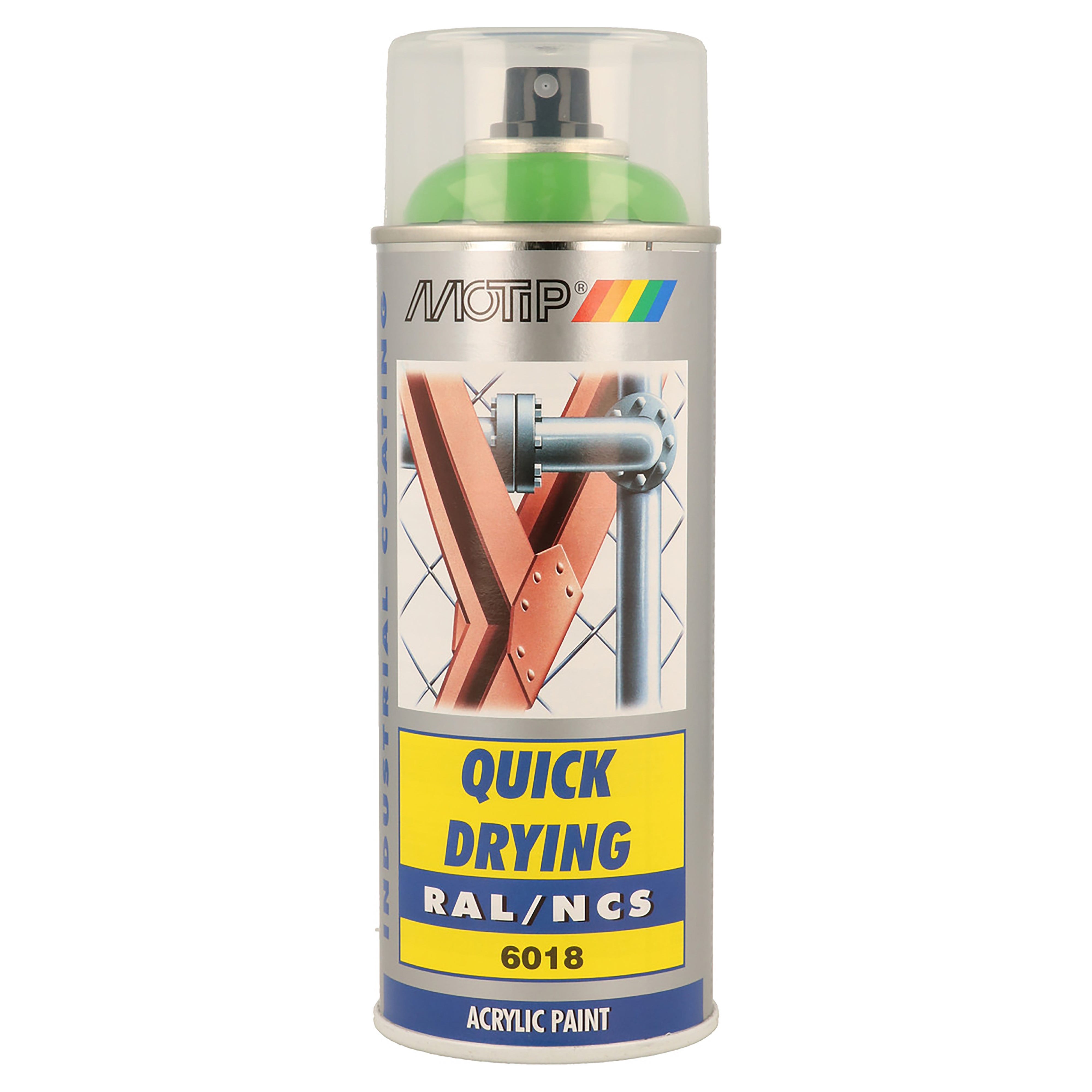 SMALTO SPRAY INDUSTRIAL MOTIP RAL 6018 VERDE GIALLO 400 ml