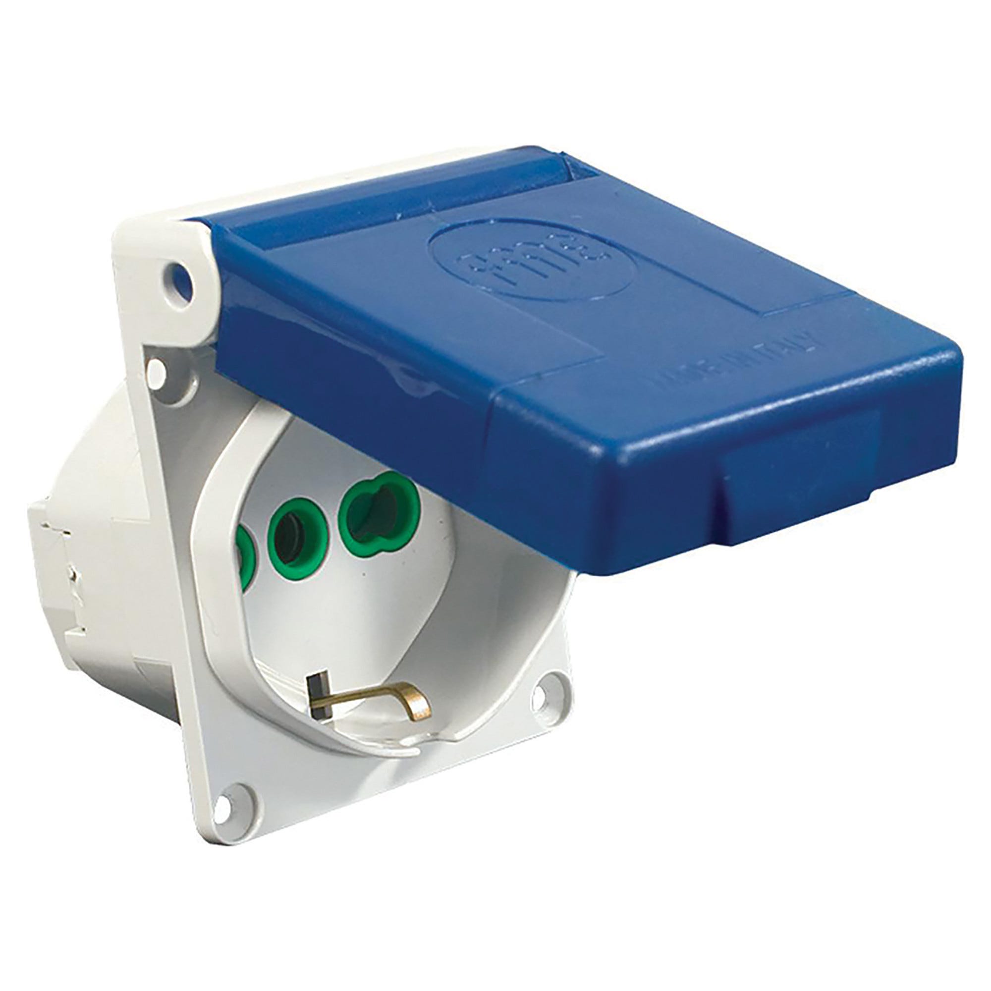 PRESA DA INCASSO CIVILE 2P+T 16A IP44 200-250V IP44 PER QUADRI COMPONIBILI