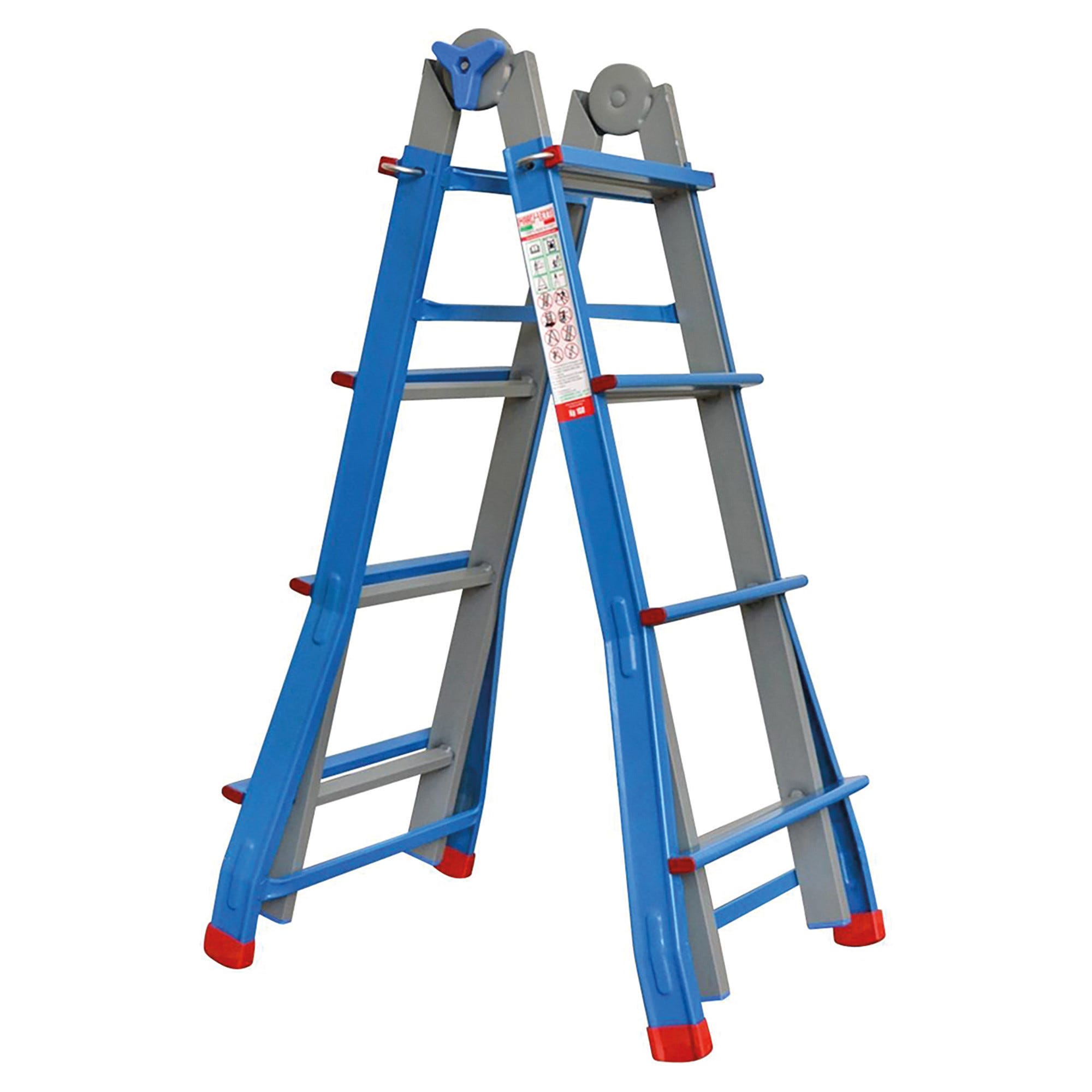 SCALA TELESCOPICA IN ACCIAIO 110/340 cm 4 + 4 PIOLI D.Lgs 206/2005 ...