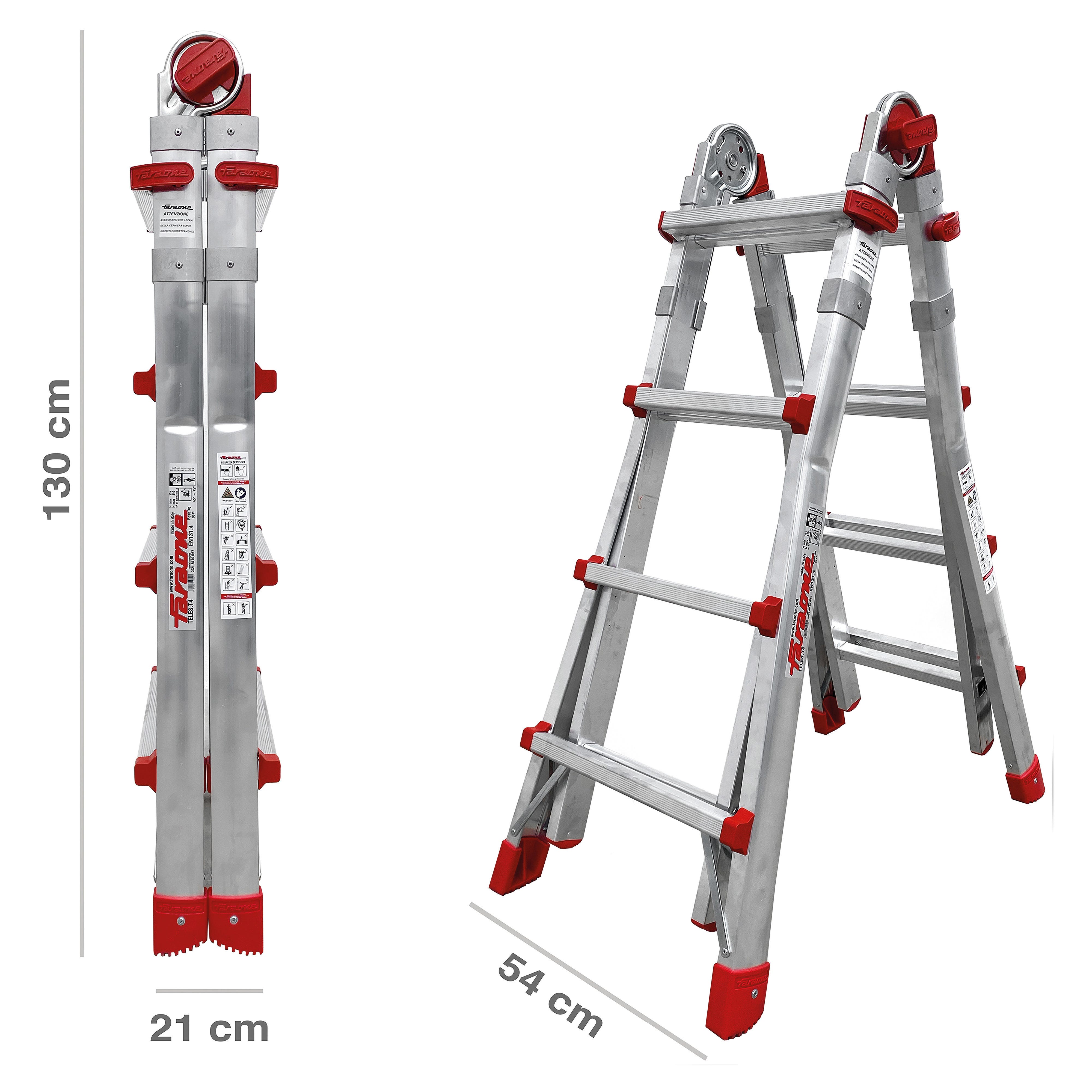 SCALA PROFESSIONALE FARAONE 3,01/6,65 m ALLUMINIO 3 RAMPE 9+10+10 23 kg ...