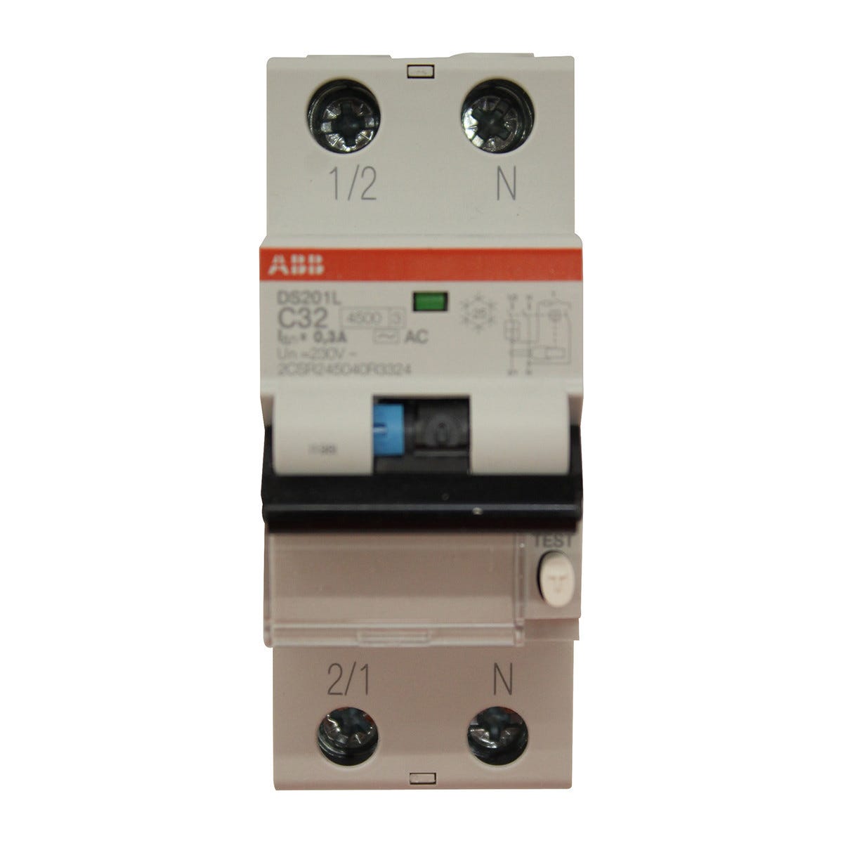 INTERRUTTORE MAGNETOTERMICO ABB DIFFERENZIALE 4,5KA 1P+N 32 0,03A 2 MODULI DS201 MTD