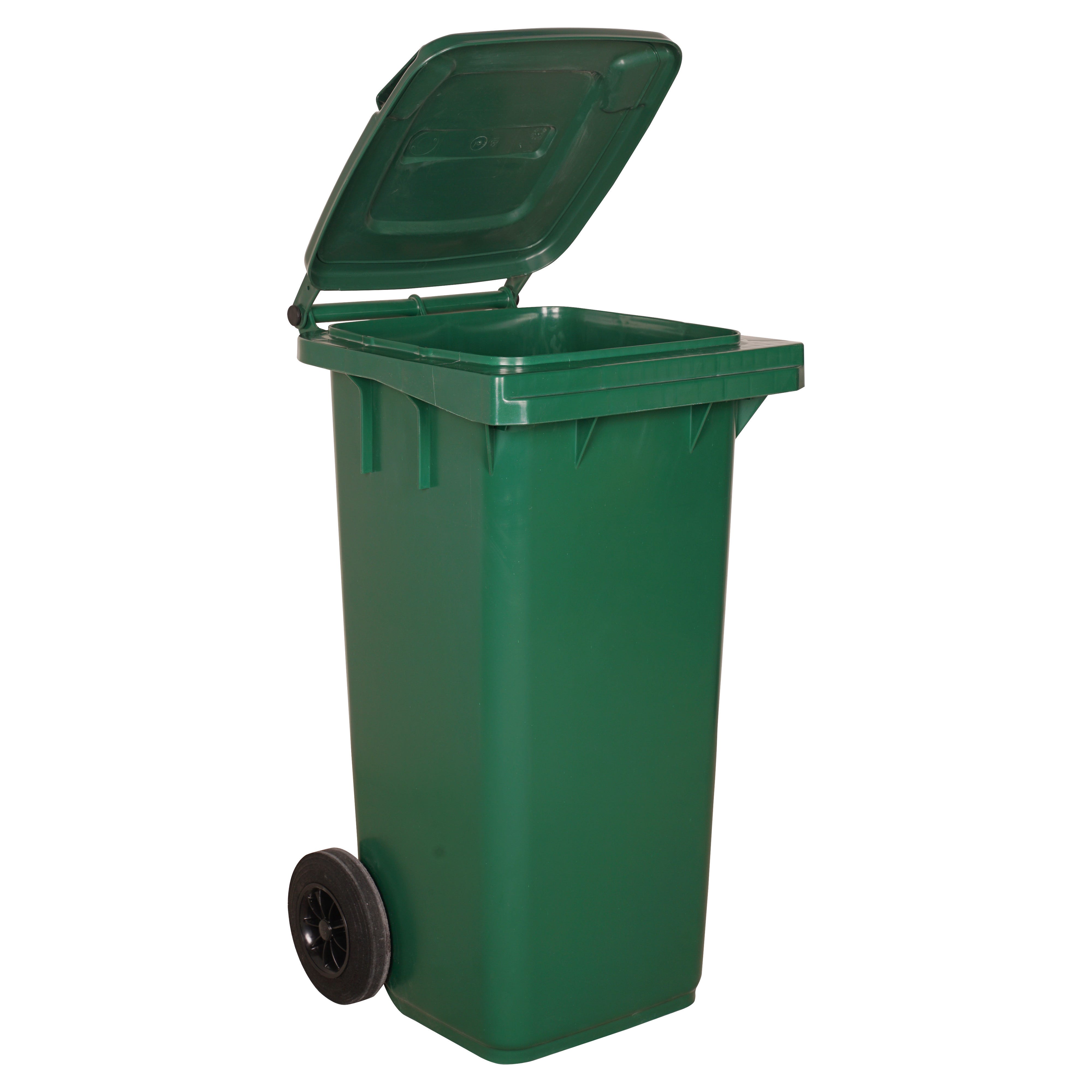 BIDONE CARRELLATO MOBILPLASTIC 120 l VERDE CON COPERCHIO