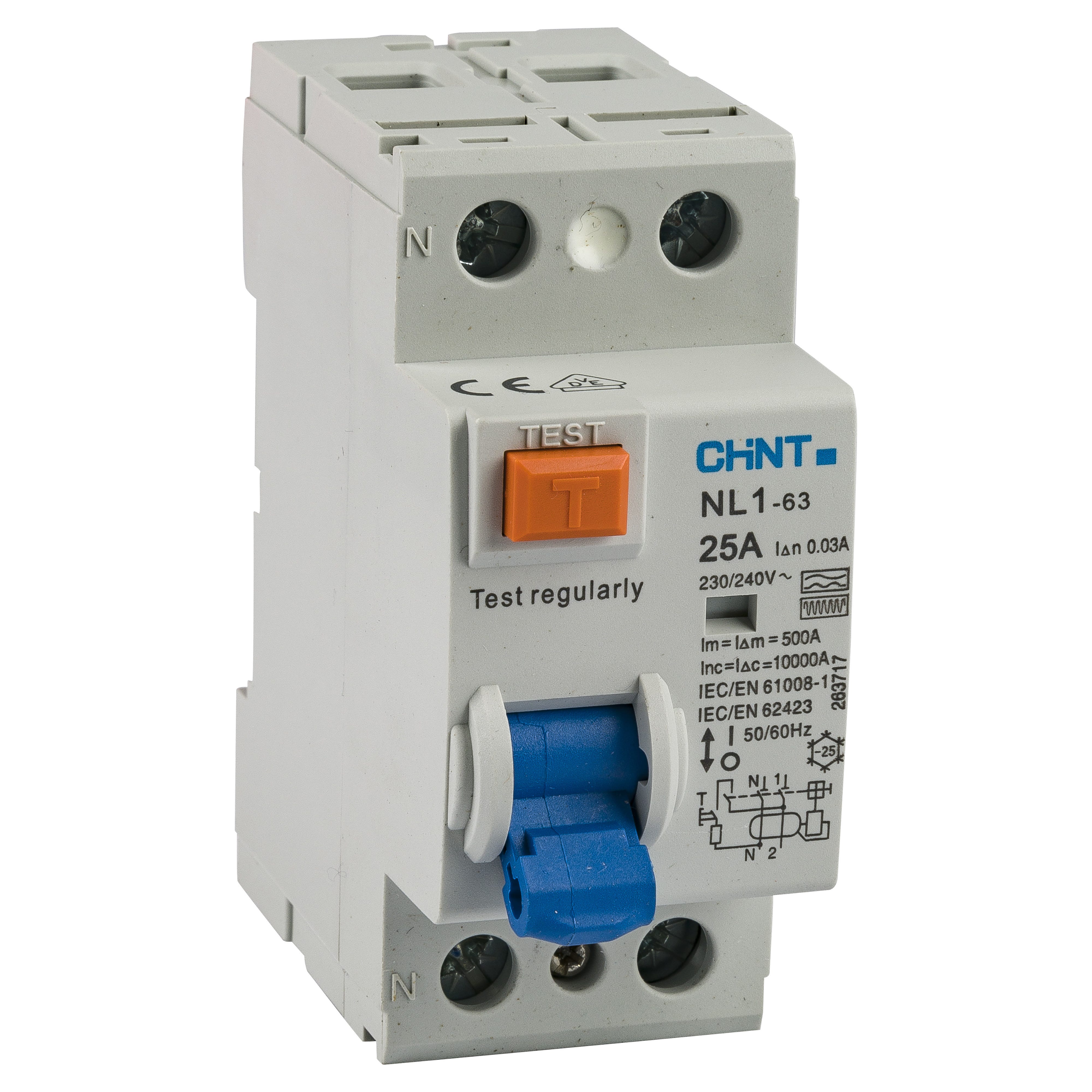 DIFFERENZIALE PURO CHINT 2P 25A 10 KA 30 mA CLASSE F 230 Vac 2 MODULI