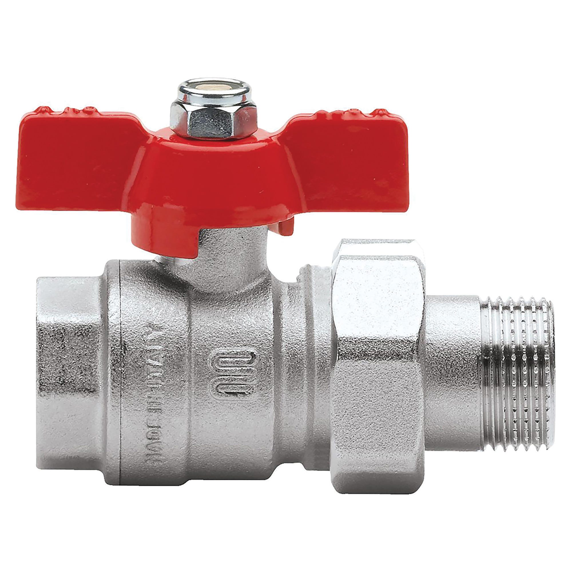 VALVOLA A SFERA PER ACQUA CON CODOLO DRITTA A FARFALLA MF 3/4''