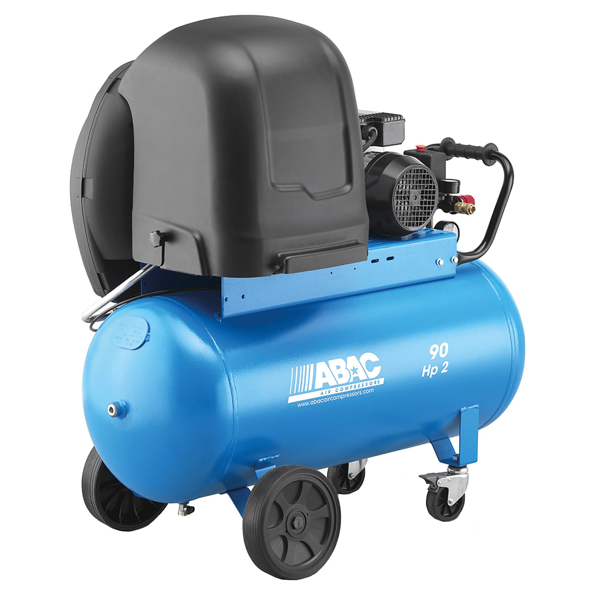 COMPRESSORE SILENZIATO 90 l ABAC 2 hp SA29B/90CM2 PRESSIONE 10bar ARIA ...