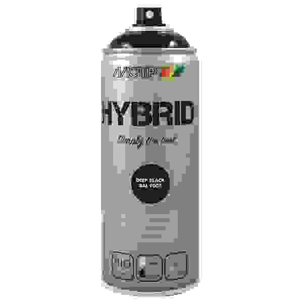 VERNICE SPRAY HYBRID RAL 9005 MOTIP NERO PROFONDO 400 ml 2,5 - 3,5 m² ...