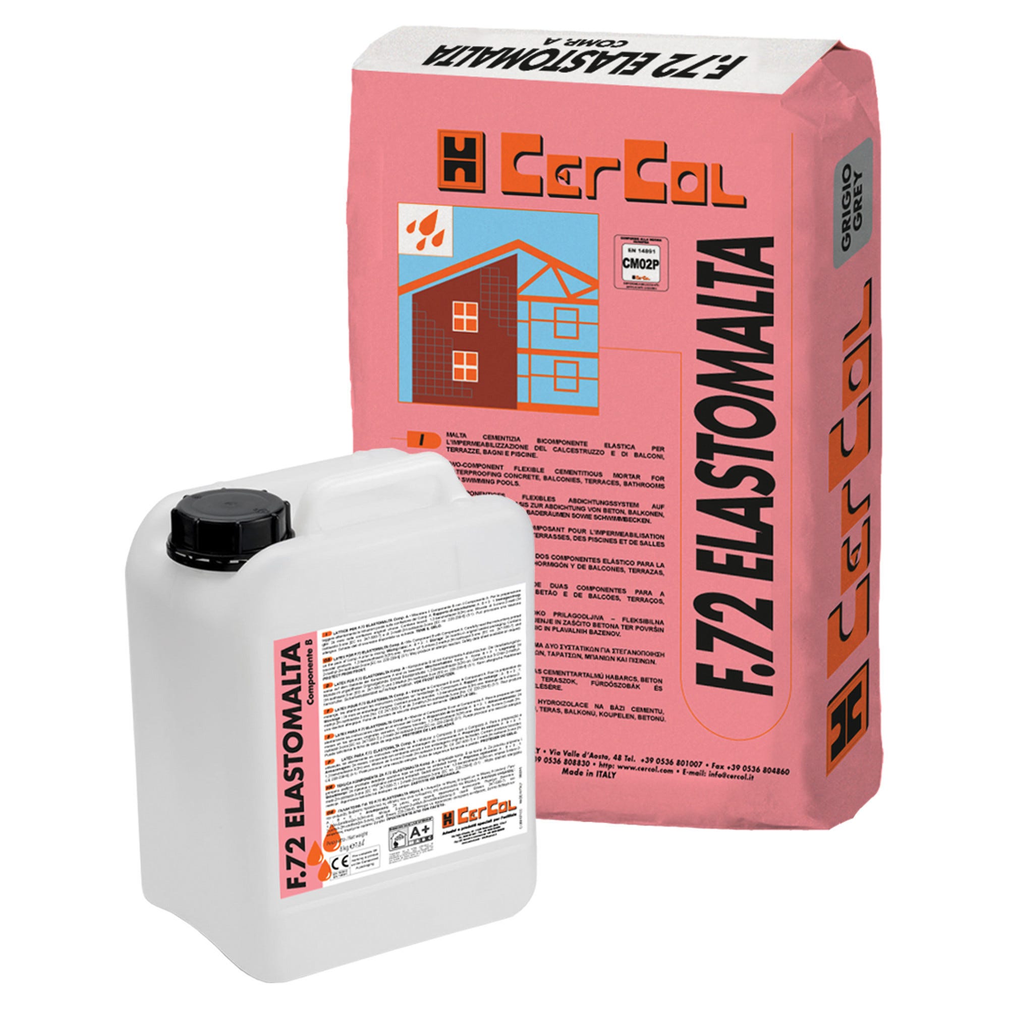 IMPERMEABILIZZANTE F.72 A+B 32 kg BICOMPONENTE FLESSIBILE FIBRORINFORZATO