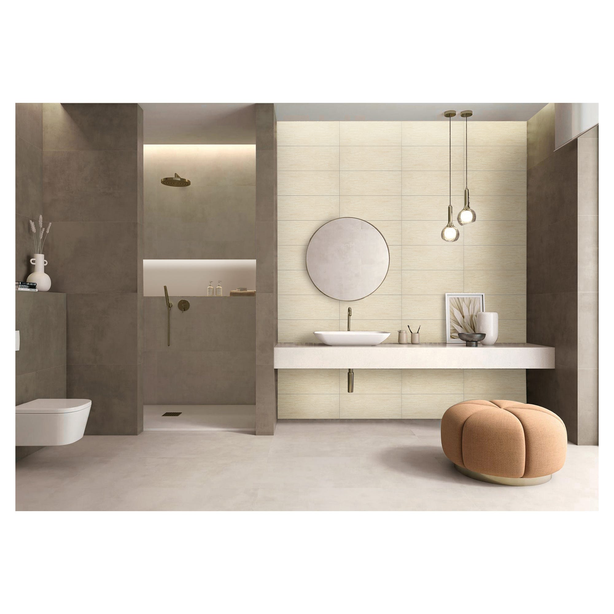 RIVESTIMENTO BAGNO TRAVERTINO CLASSICO AVORIO 20x50x0,7 cm BICOTTURA