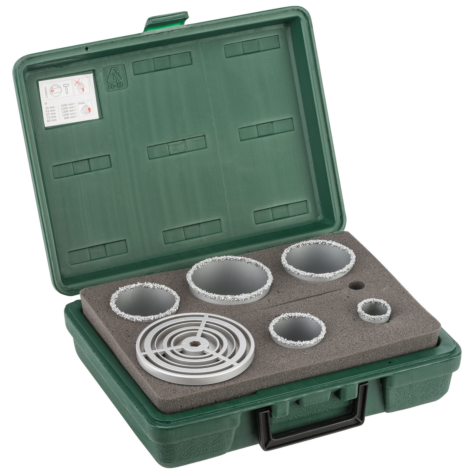 SET 5 FRESE A TAZZA BOSCH Ø 33-53-67-73 mm PER MATTONE FORATO